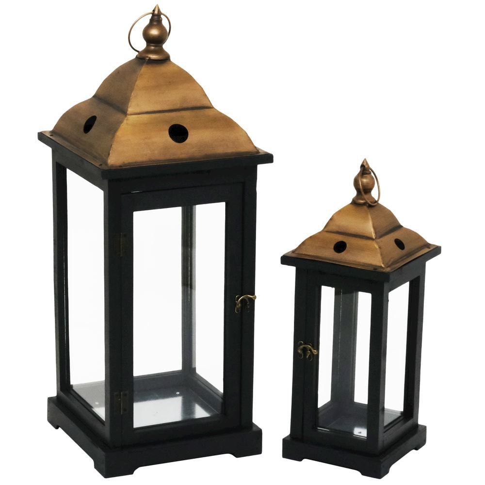 Fern Cottage Lantern - Large/Small Black & Metal **CLICK & COLLECT ONL ...